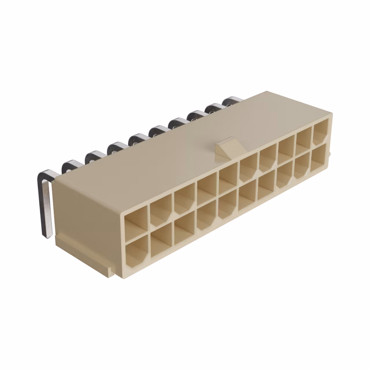Mini-Fit Jr. Header, 4.20mm Pitch, Right Angle, without Flange, 6 Circuits, Matte Tin (Sn) Plating, Beige, Tape and Reel