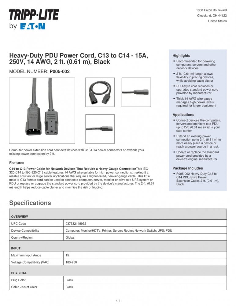 P005-002 technical document page 1