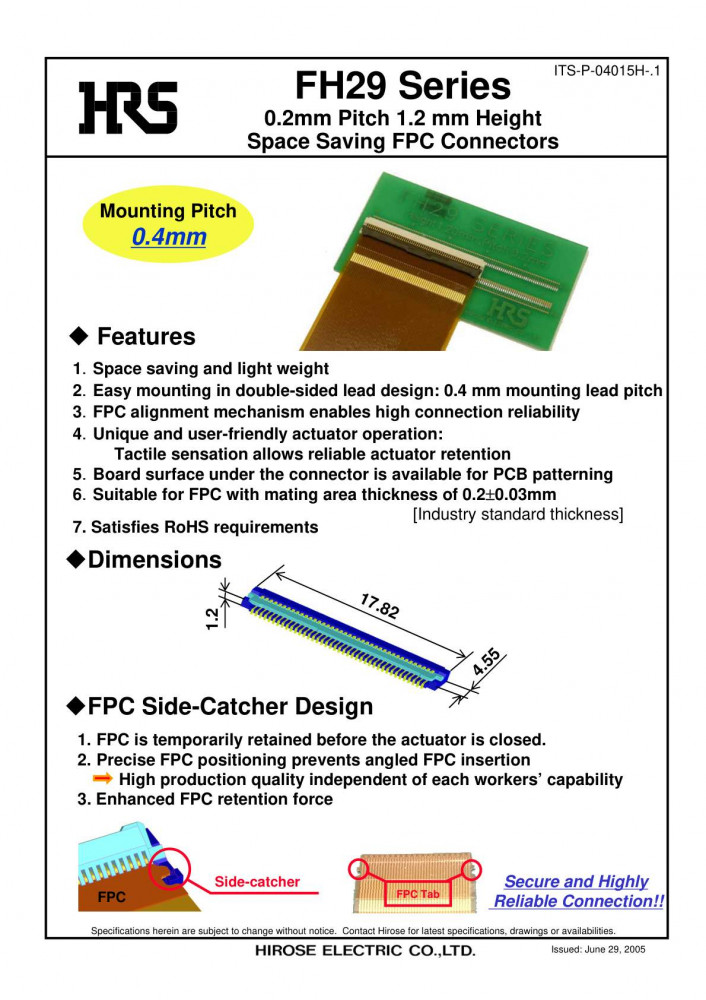 HRS FH29DJ series technical document preview
