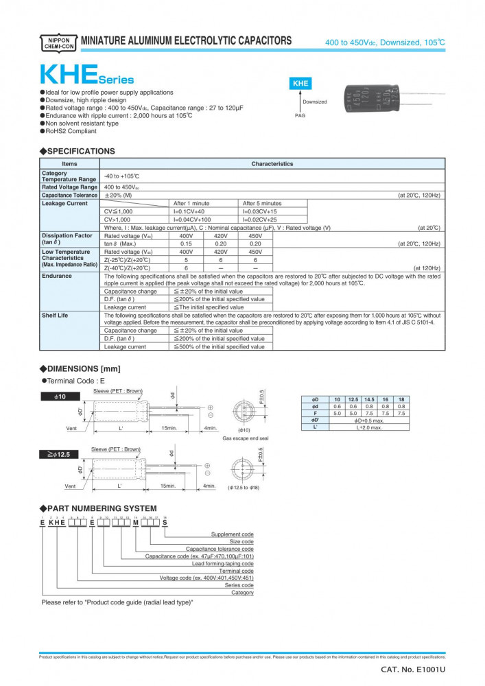 NCC KHE Series technical document, page 1