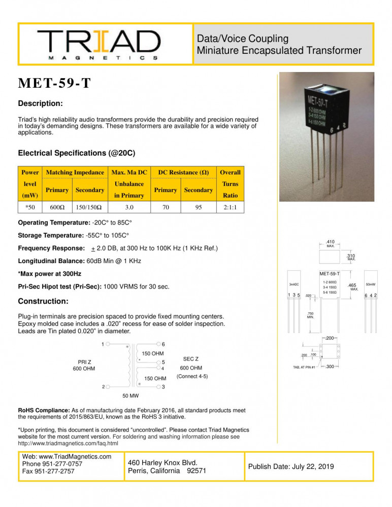 MET-59-T technical document page