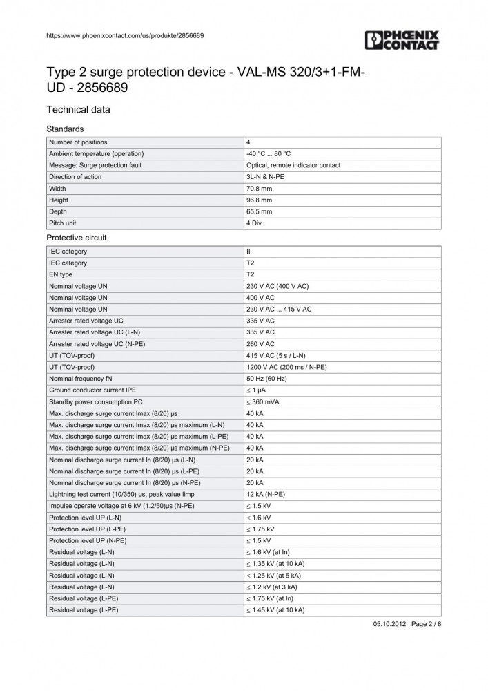 Phoenix Contact 2856689 technical document page 2