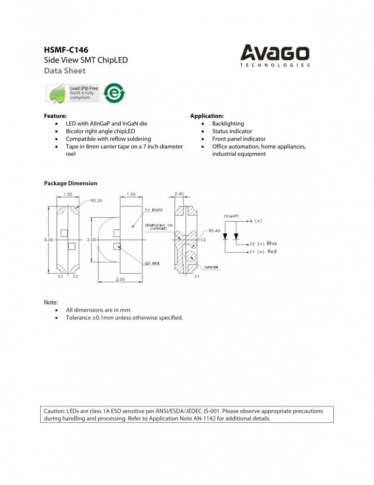 HSMF-C146 datasheet page 1