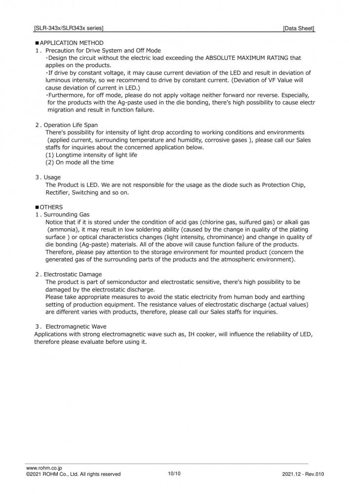 ROHM SLR-343 series datasheet page 10
