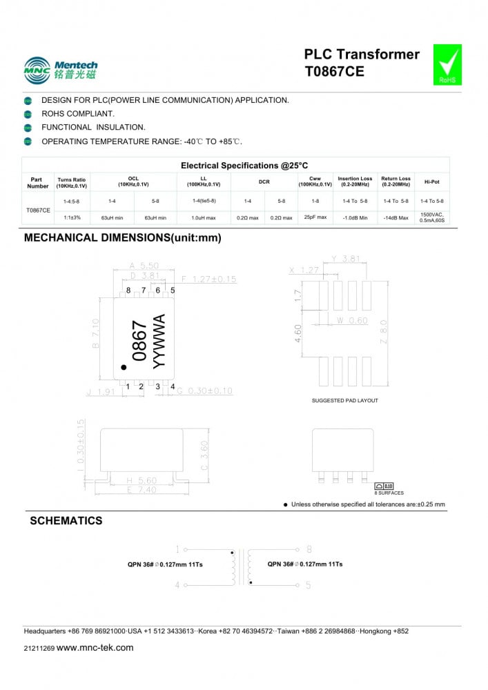 T0867CE manufacturer datasheet page