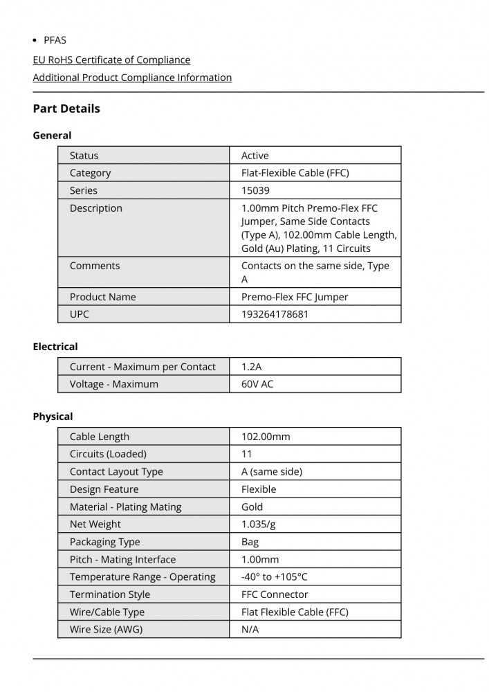 Product family specification page 2