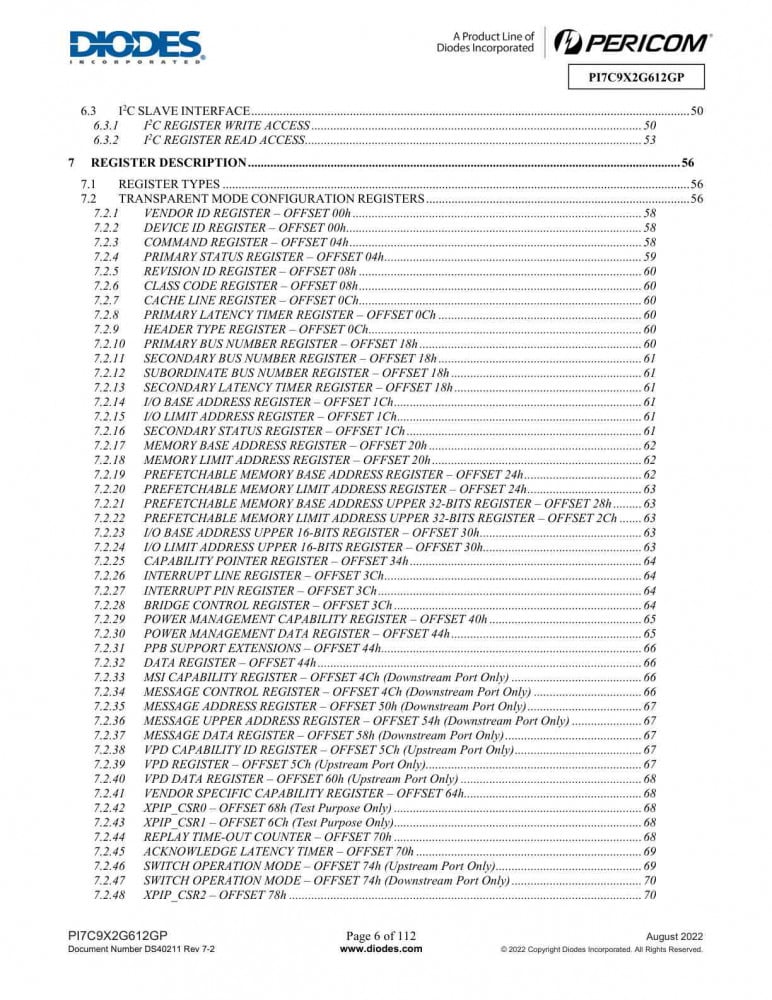 PI7C9X2G612GP datasheet preview page 6