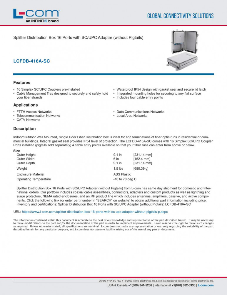 LCFDB-416A-SC technical document page 1