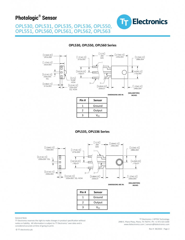 OPL550-OCA datasheet page 2