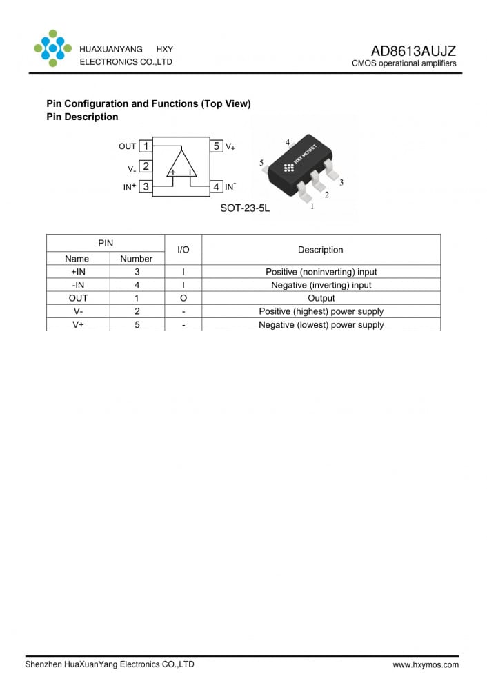 AD8613AUJZ-HXY datasheet page 2
