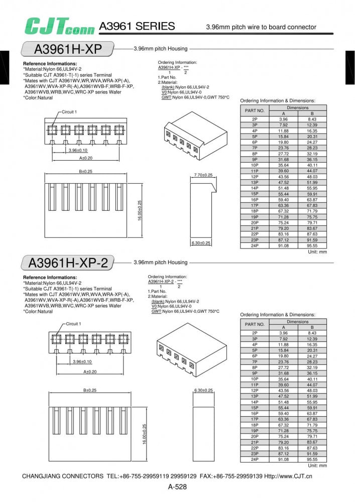 CJT A3961 series technical drawing page 3