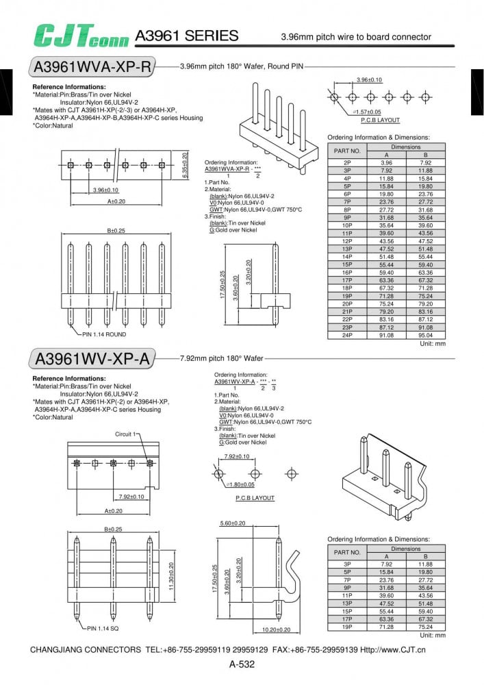 CJT A3961 series technical drawing page 7