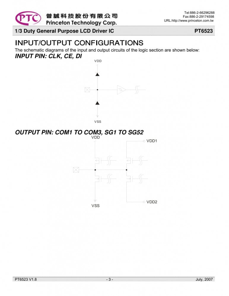 PT6523HQ datasheet page 3