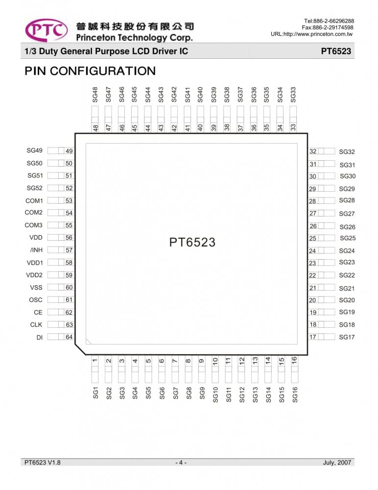 PT6523HQ datasheet page 4