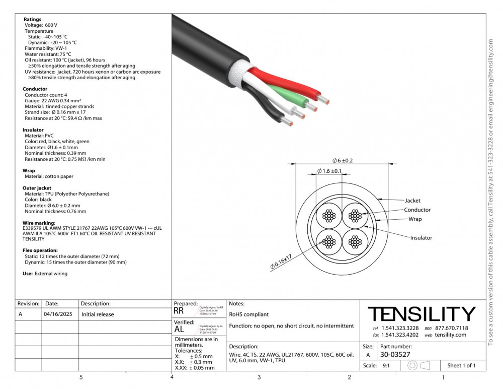 Technical drawing preview for Tensility International model 30-03527