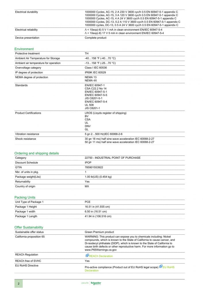 XB4AS2 technical document page 2