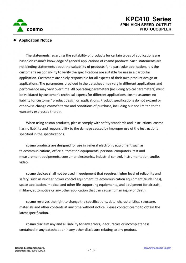 KPC410 0E datasheet page 10