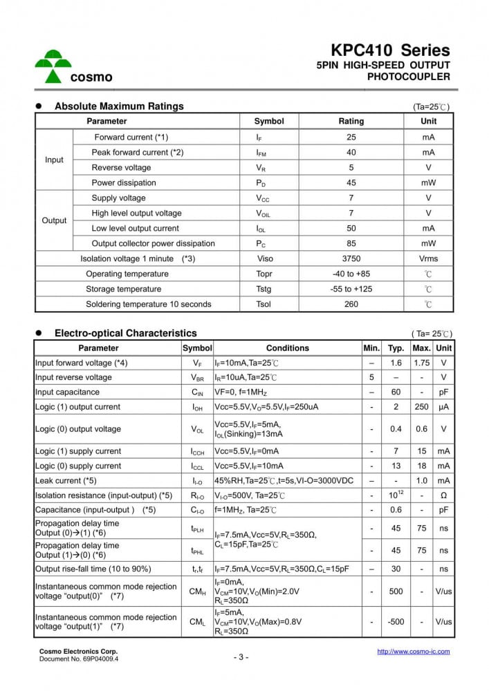 KPC410 0E datasheet page 3