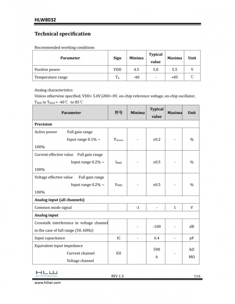HLW8032 datasheet page 7
