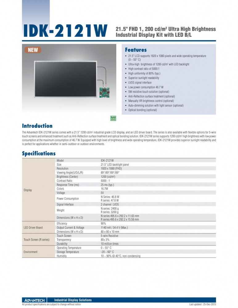 IDK-2121WN-K2FHA2E technical document page 1