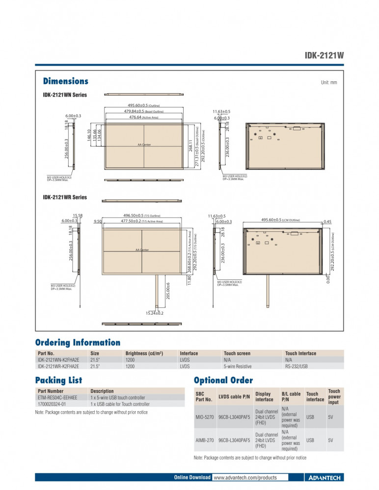 IDK-2121WN-K2FHA2E technical document page 2