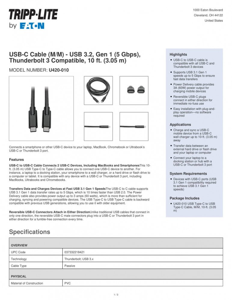 U420-010 technical document page 1