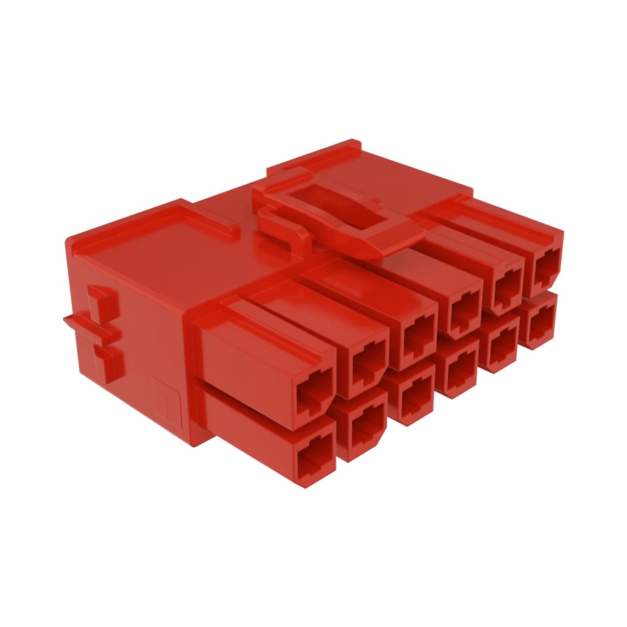 Mega-Fit ColorLock Tangless TPA-Capable Receptacle Housing, Dual Row, 12 Circuit, UL 94V-0, Glow-Wire Capable, Red for sale