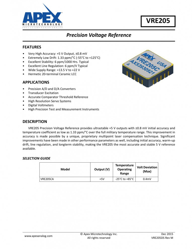 VRE205 technical document page 1
