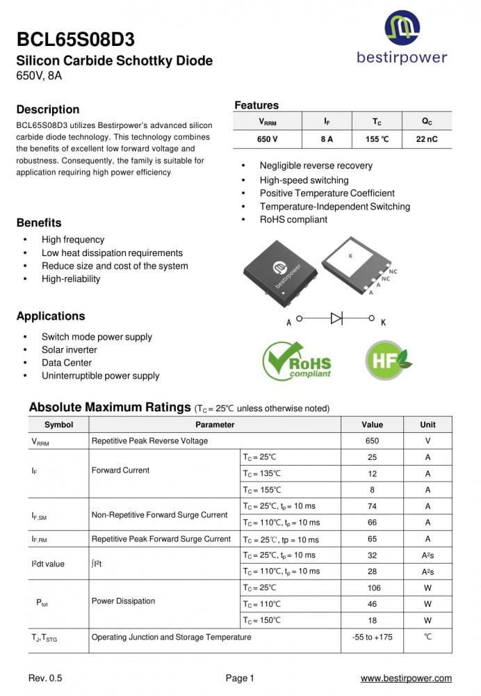 BCL65S08D3 datasheet page 1