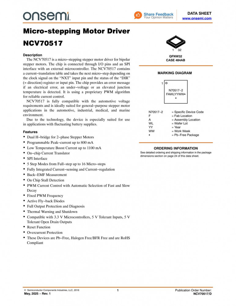 NCV70517 datasheet page 1