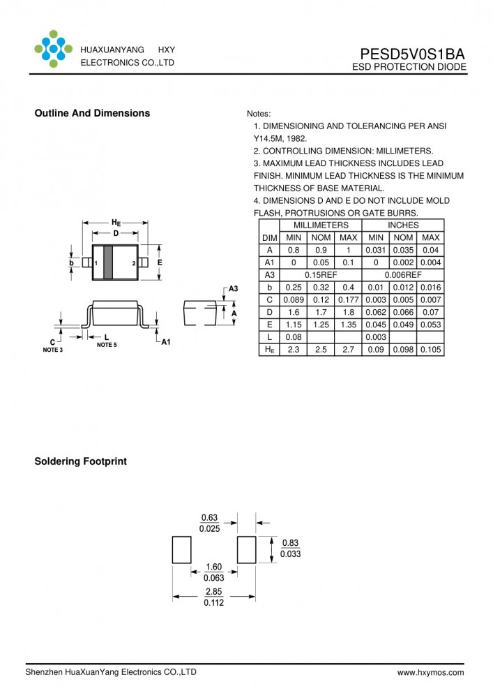 PESD5V0S1BA technical document page 3