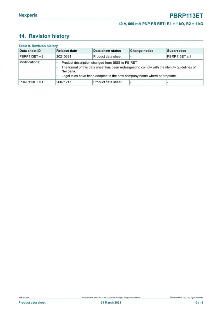 PBRP113ET datasheet page 10