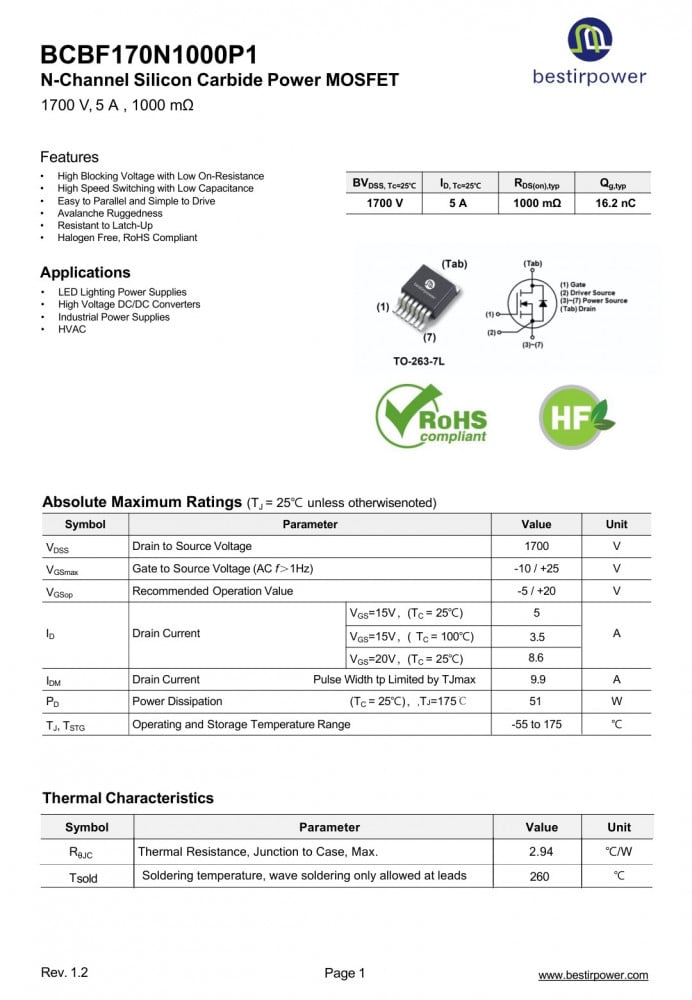 BCBF170N1000P1 datasheet page 1