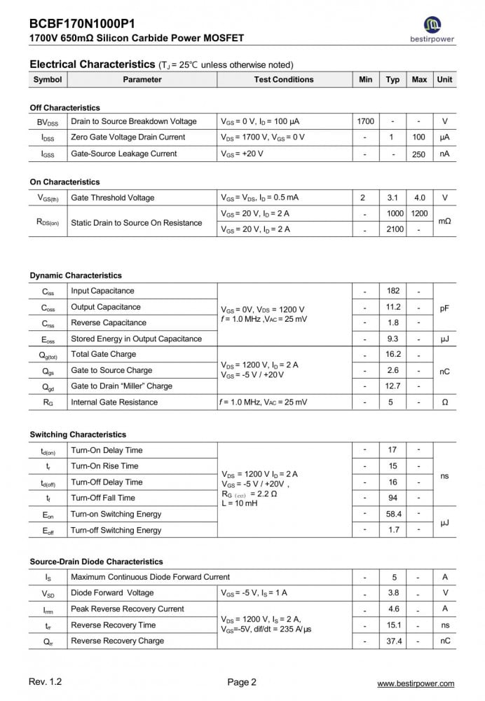 BCBF170N1000P1 datasheet page 2