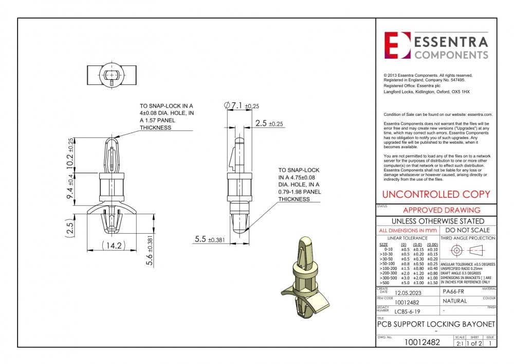 Essentra LCBS-6-19 approved drawing page 1