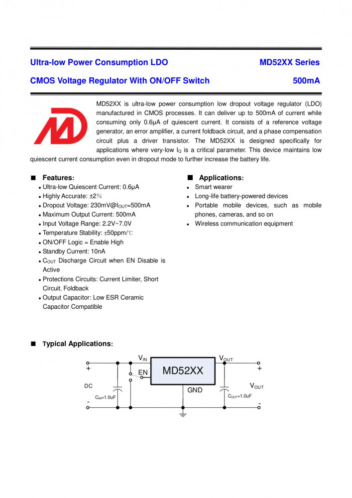MD52XX datasheet page 1