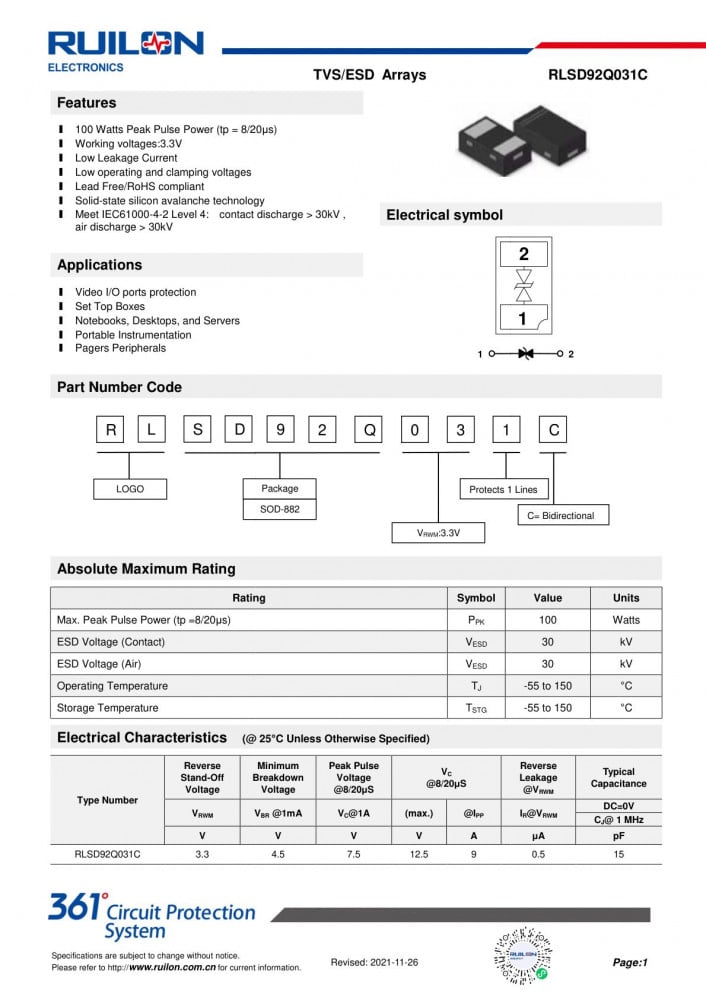 RLSD92Q031C technical document page 1