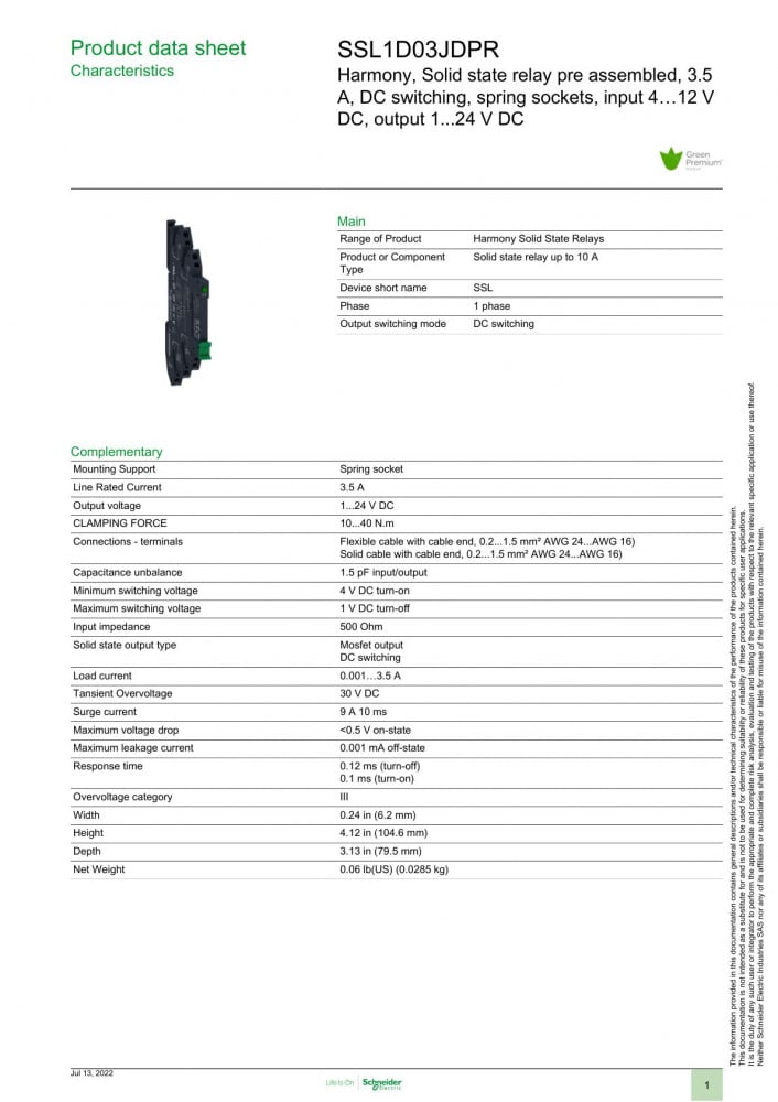 SSL1D03JDPR documentation page 1