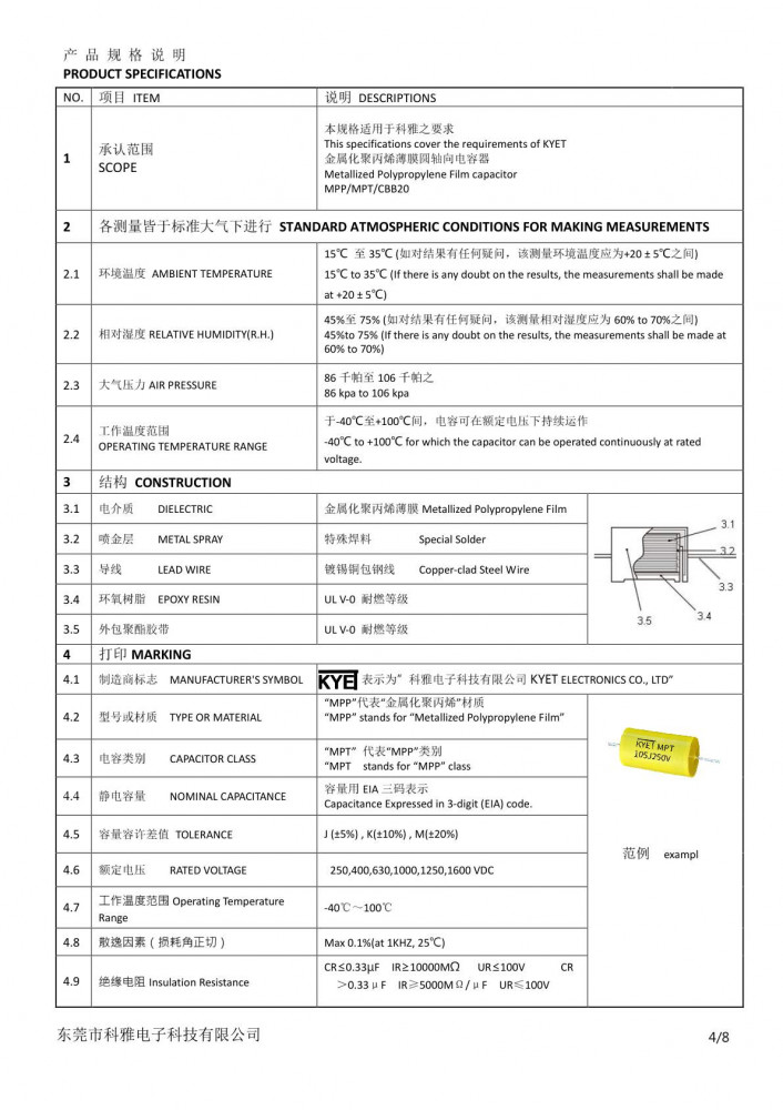 KYET MPT205J2E1430 specification page 4