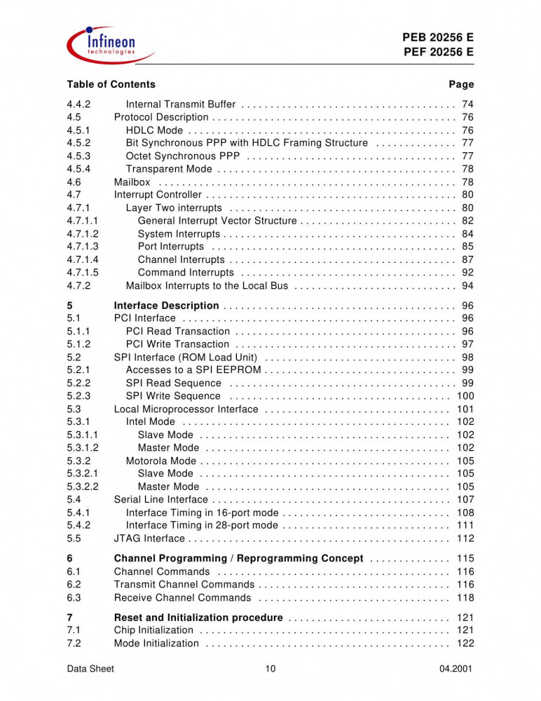 PEF20256EV3.2-G datasheet page 10