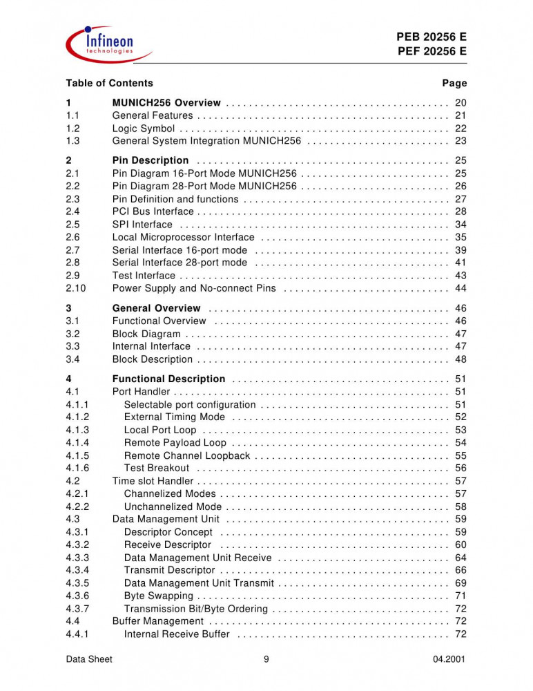 PEF20256EV3.2-G datasheet page 9