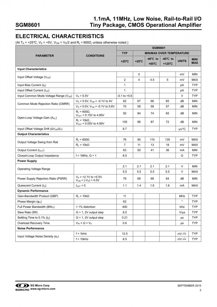 SGM8601 datasheet page 3