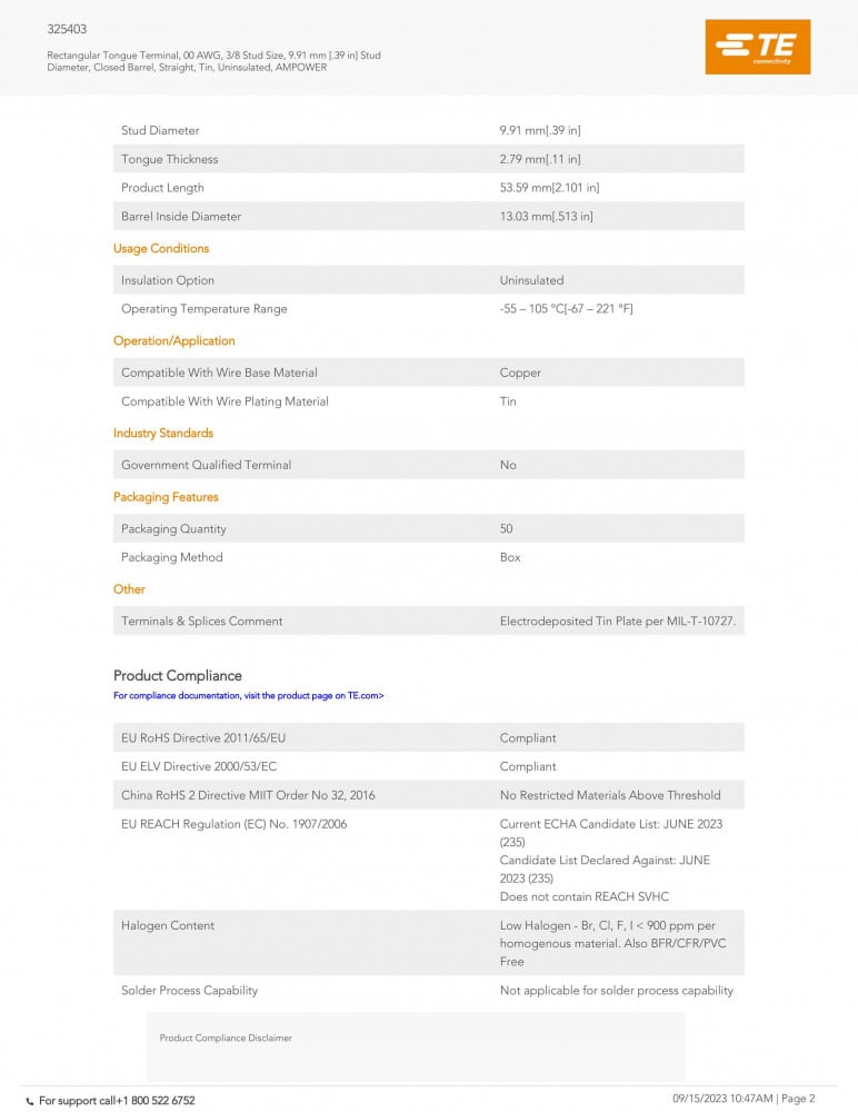 TE Connectivity 325403 document page 2