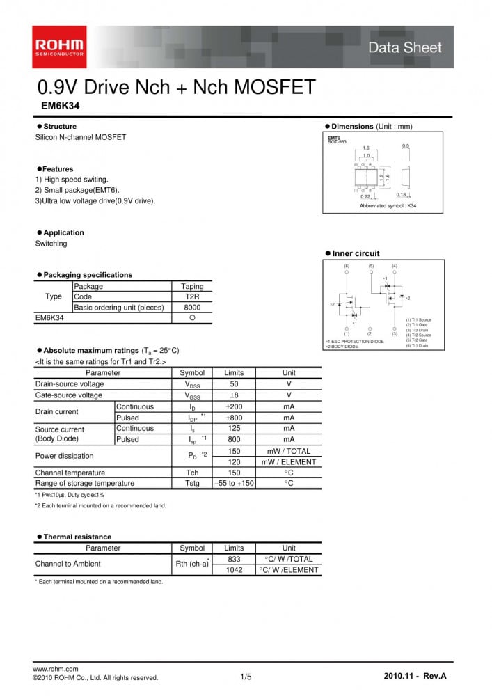 EM6K34 technical document page 1