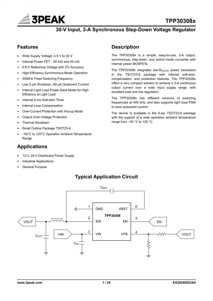 TPP303080-T6TR datasheet page 1