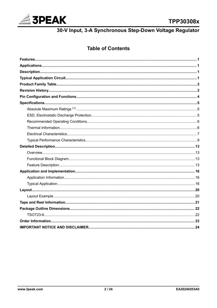 TPP303080-T6TR datasheet page 2