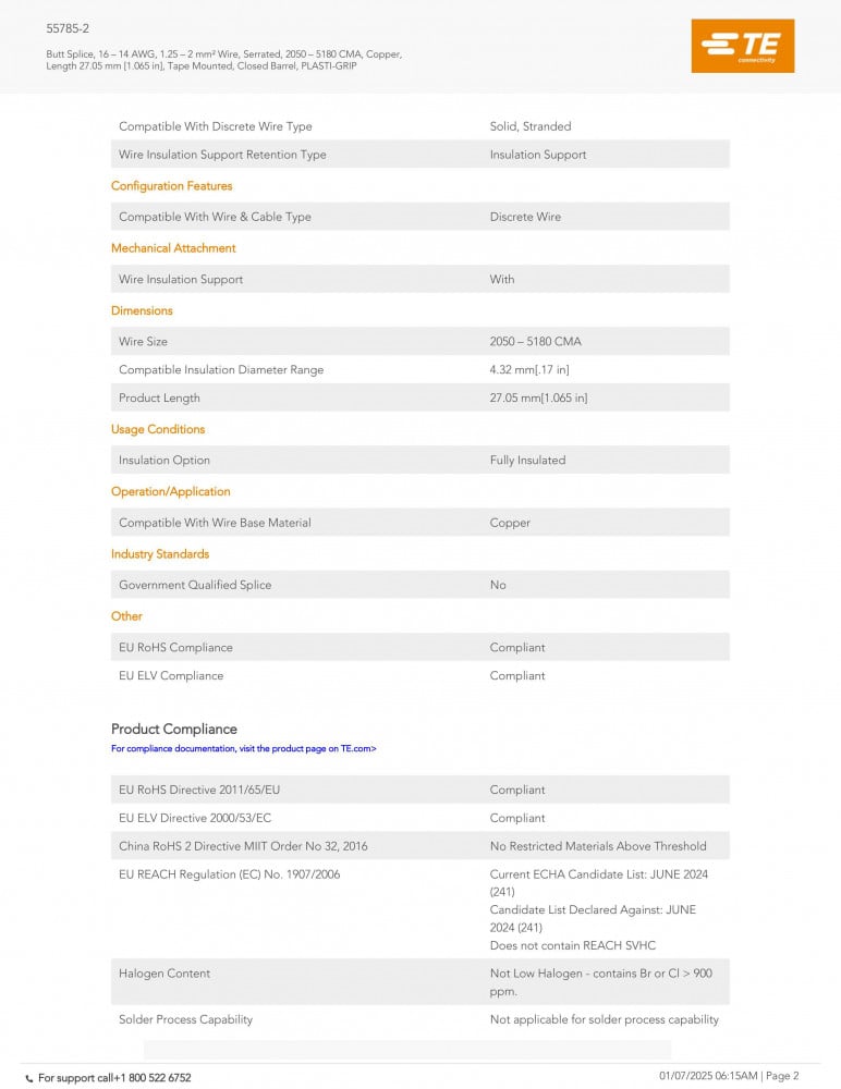 TE Connectivity 55785-2 document page 2
