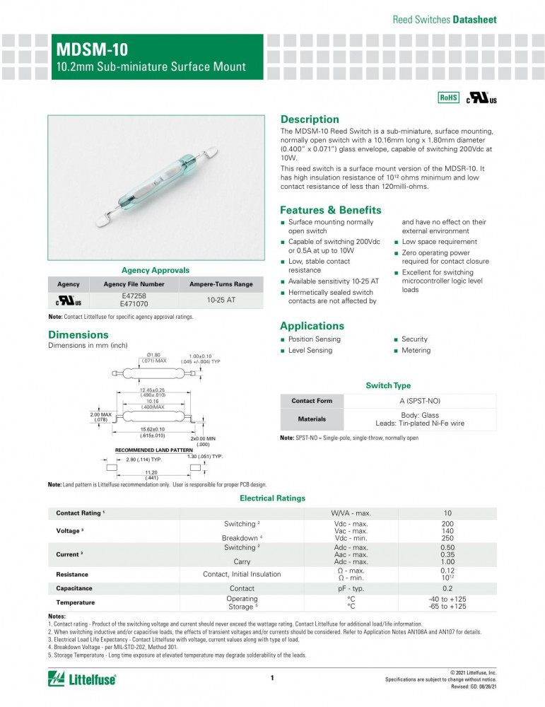 Littelfuse MDSM-10 technical document page 1