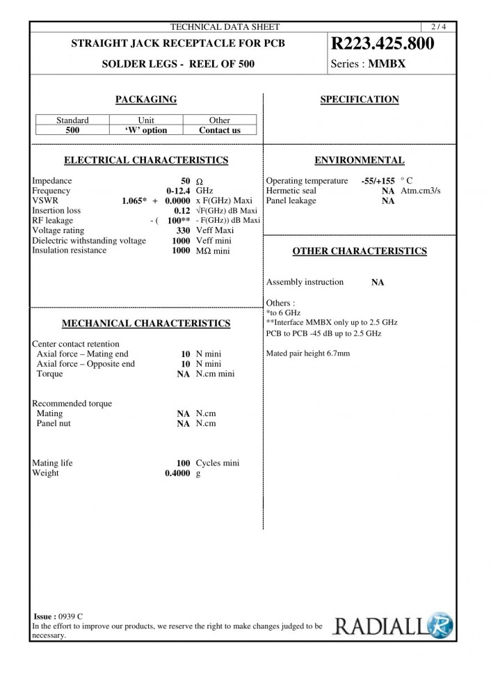 R223.425.800 technical data page 2
