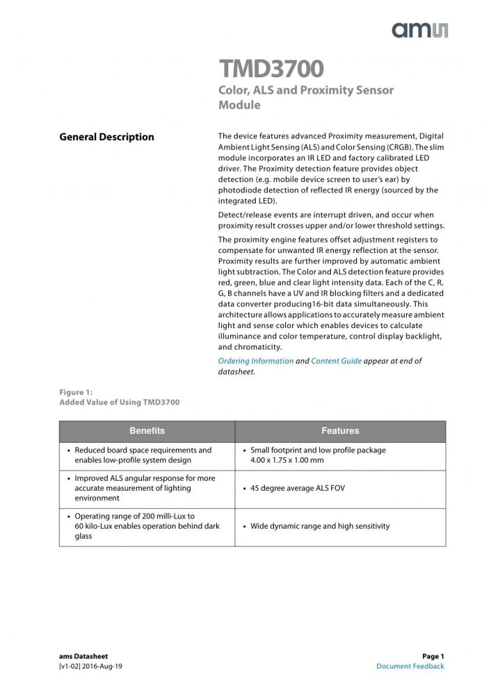 TMD37003M datasheet page 1